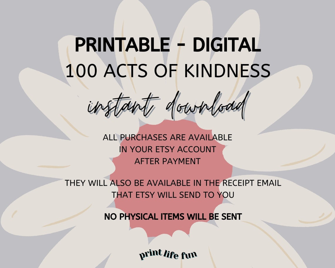 100 Acts of Kindness Printable Colouring Sheet Random Acts of - Etsy Canada