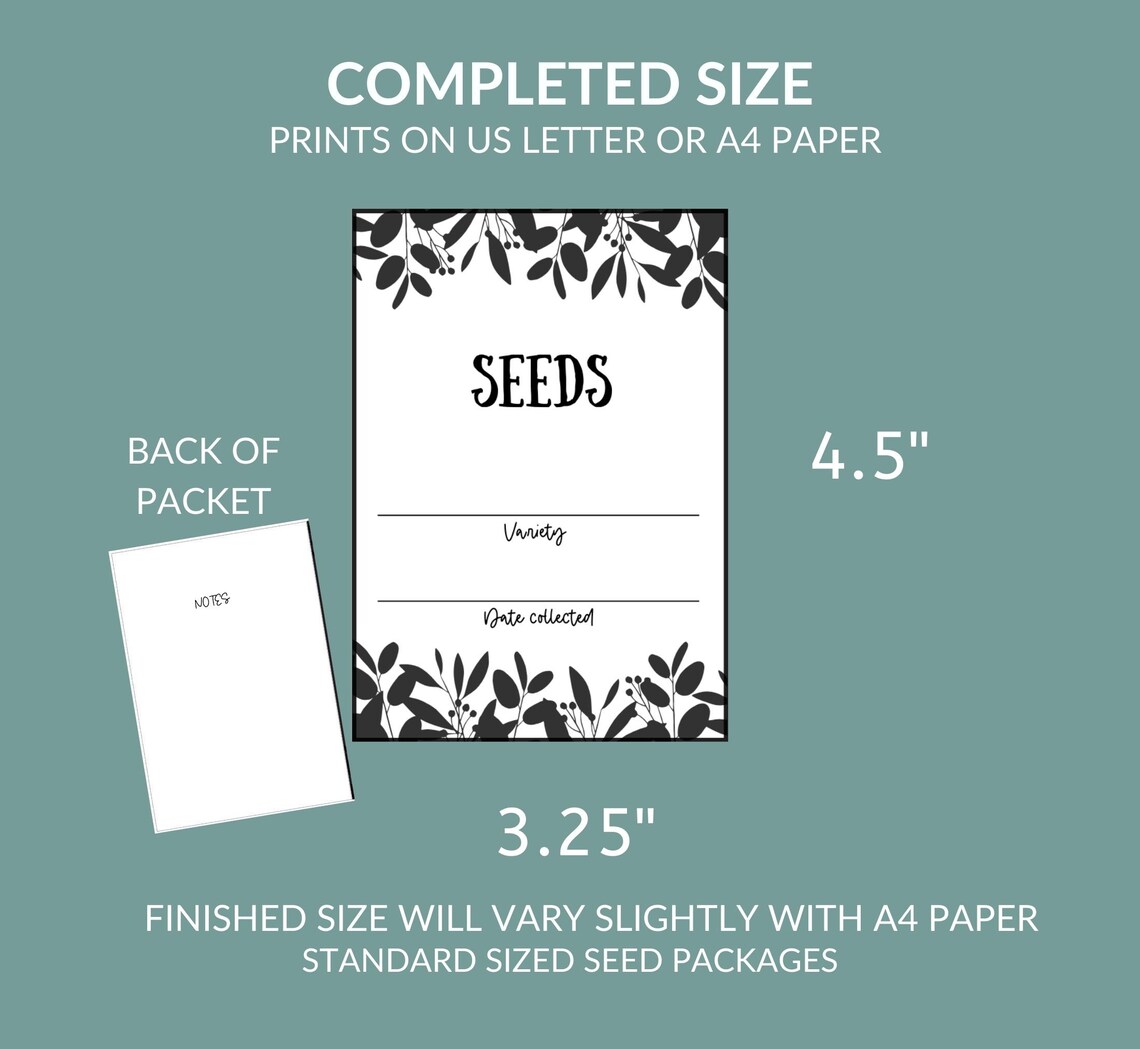 Printable Seed Envelopes: DIY Seed Packets, Herb, Flower, Veggie (PDF ...