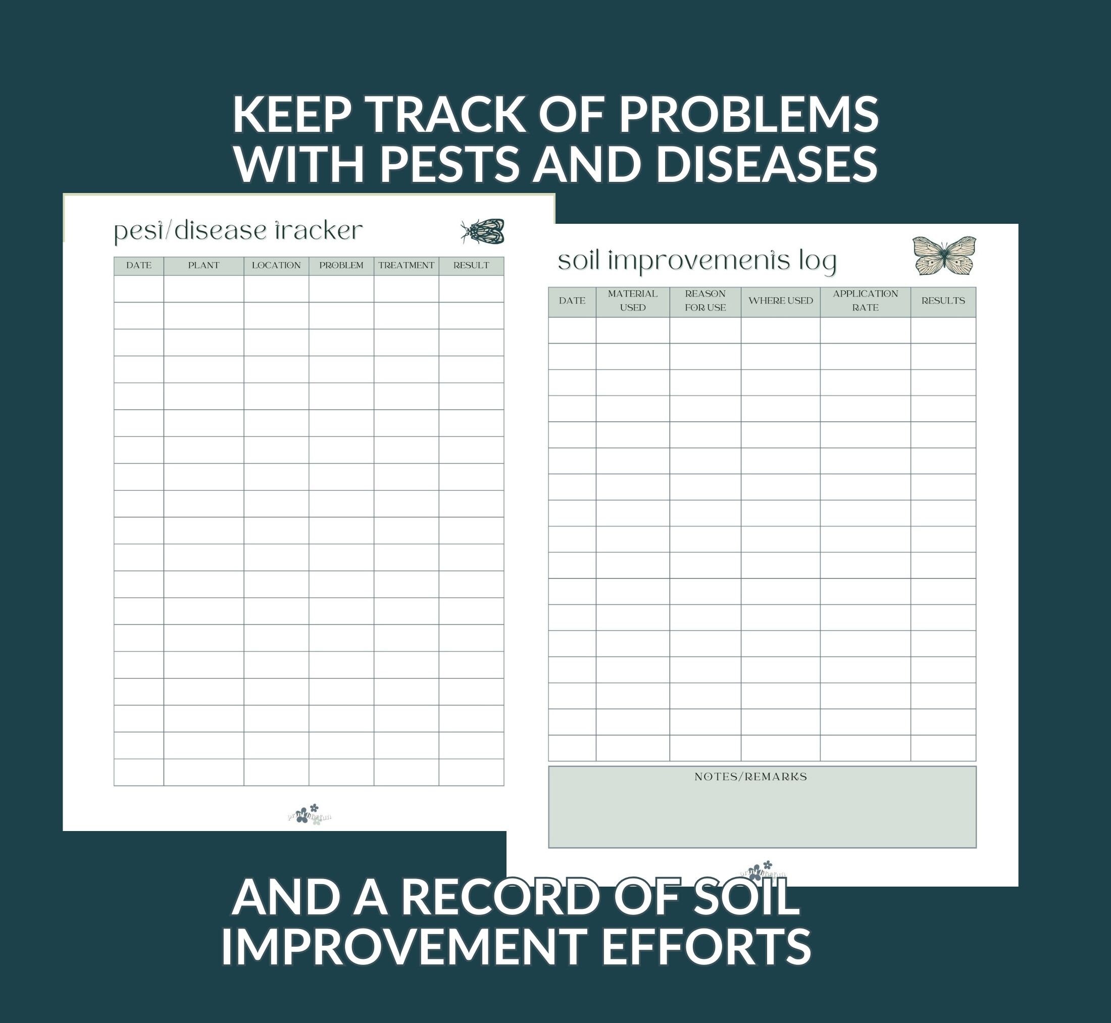 Printable Garden Planner Pages for Insect Lovers, Garden Journal Print ...