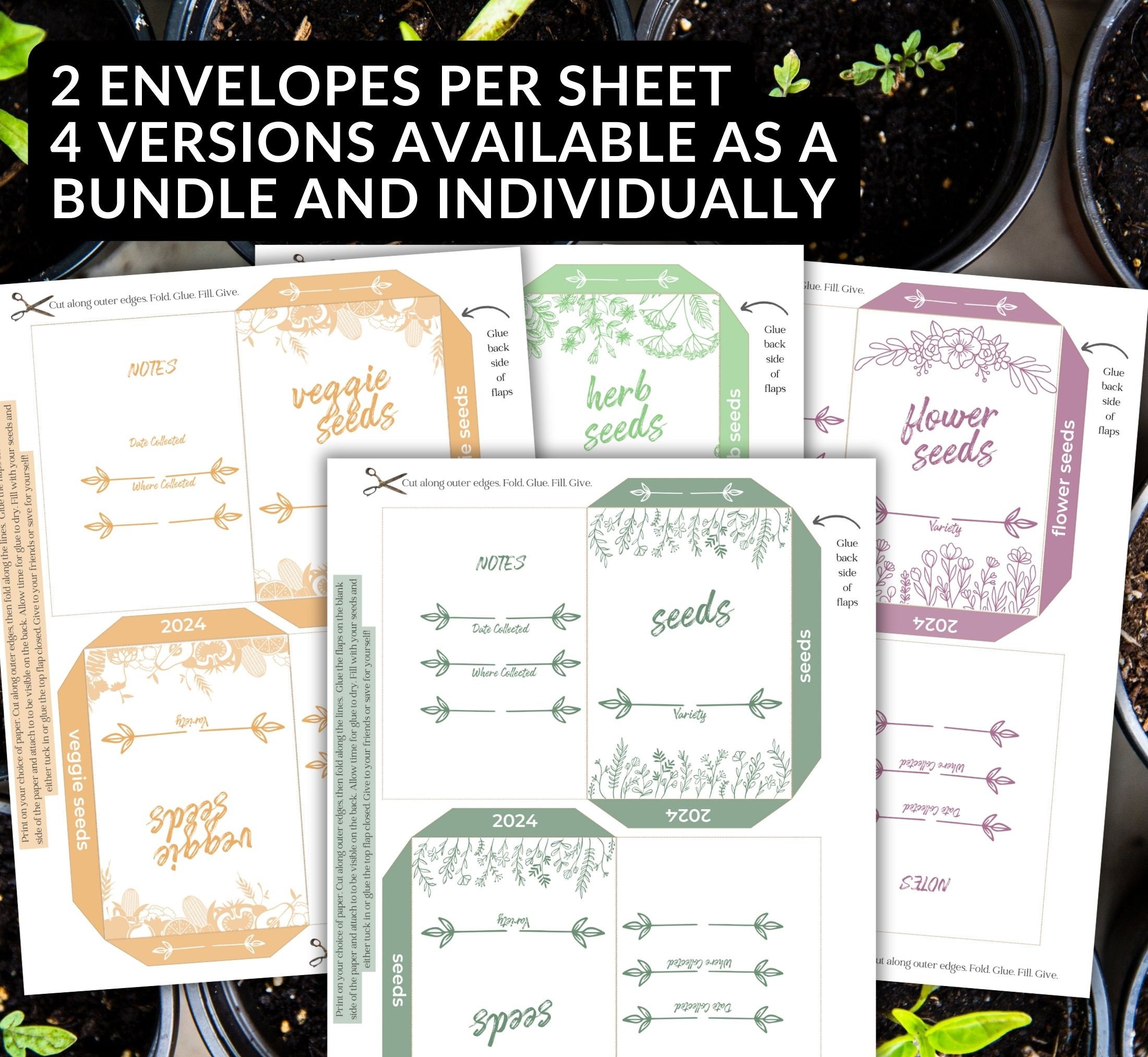 DIY Printable Seed Envelopes, Flower Seed Storage (PDF Download) - Etsy
