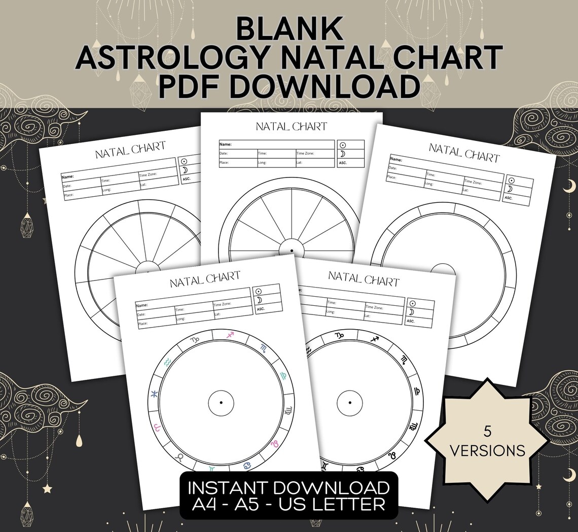 Printable Astrology Natal Chart Template Instant Download PDF, Zodiac ...