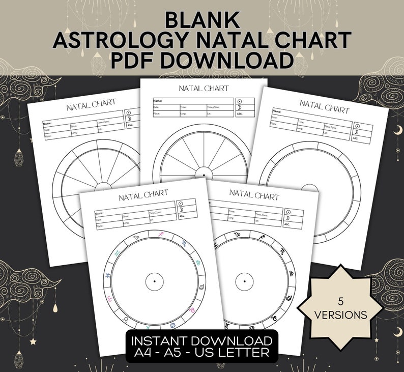 Printable Astrology Natal Chart Template Instant Download PDF, Zodiac ...