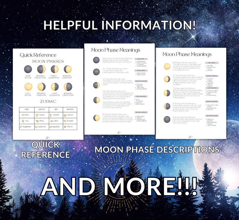 Moon Phase Planner: Astrology Journal, Lunar Cycle Workbook (digital ...