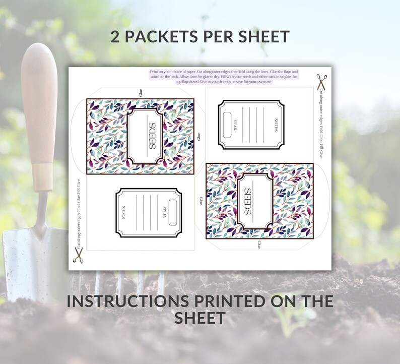 Printable Seed Packet PDF Instant Download in A4 and Letter Size - Seed Saving Envelopes With ...