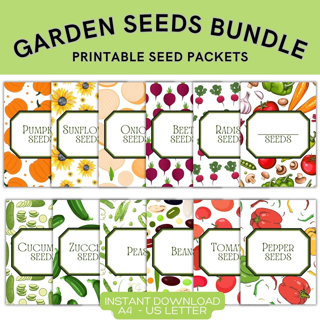 Printable Garden Seed Packet Bundle Seed Envelopes, A4 and US Letter ...