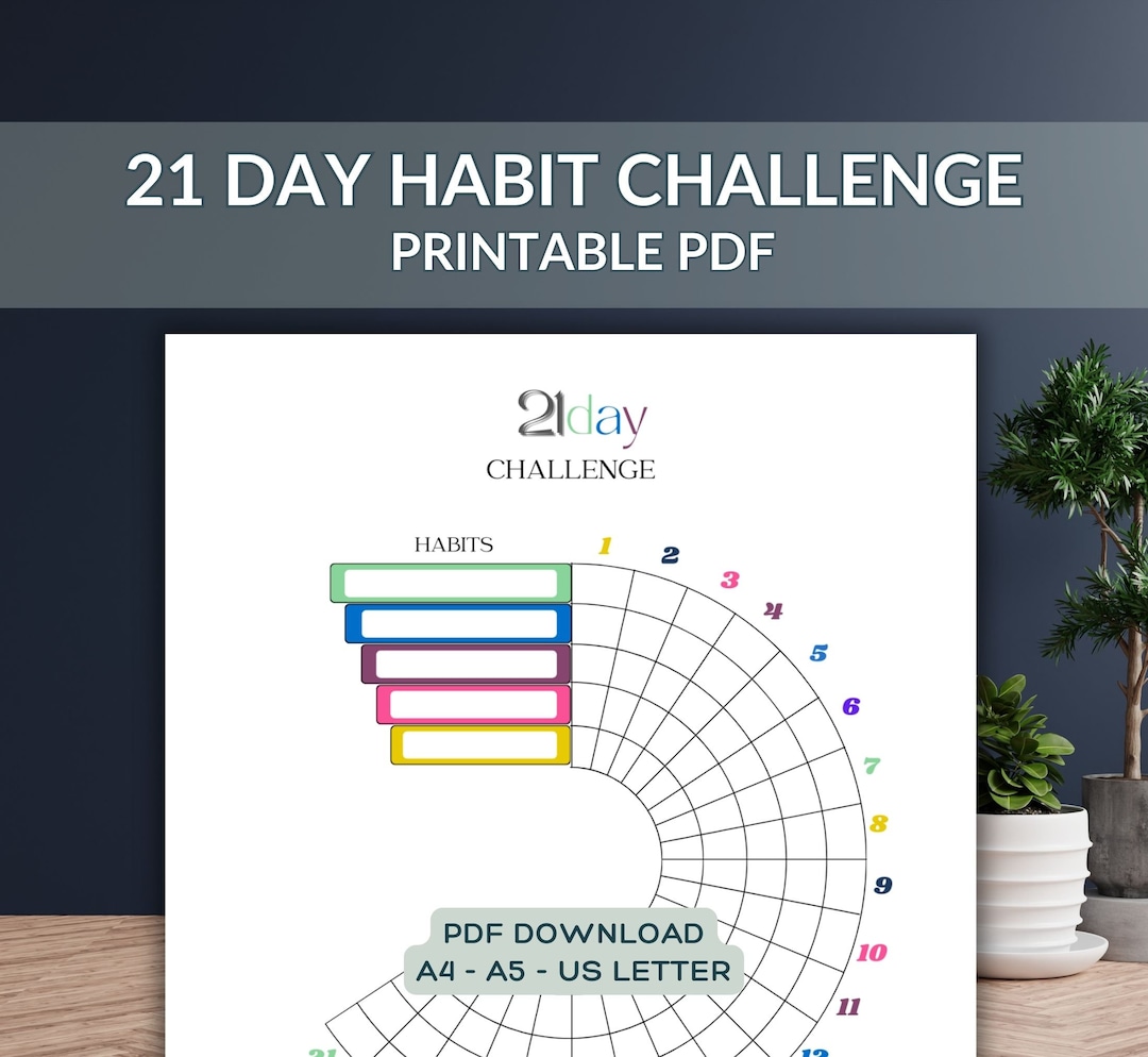 21 Day Habit Challenge Printable: Circular Tracker (PDF) - Etsy