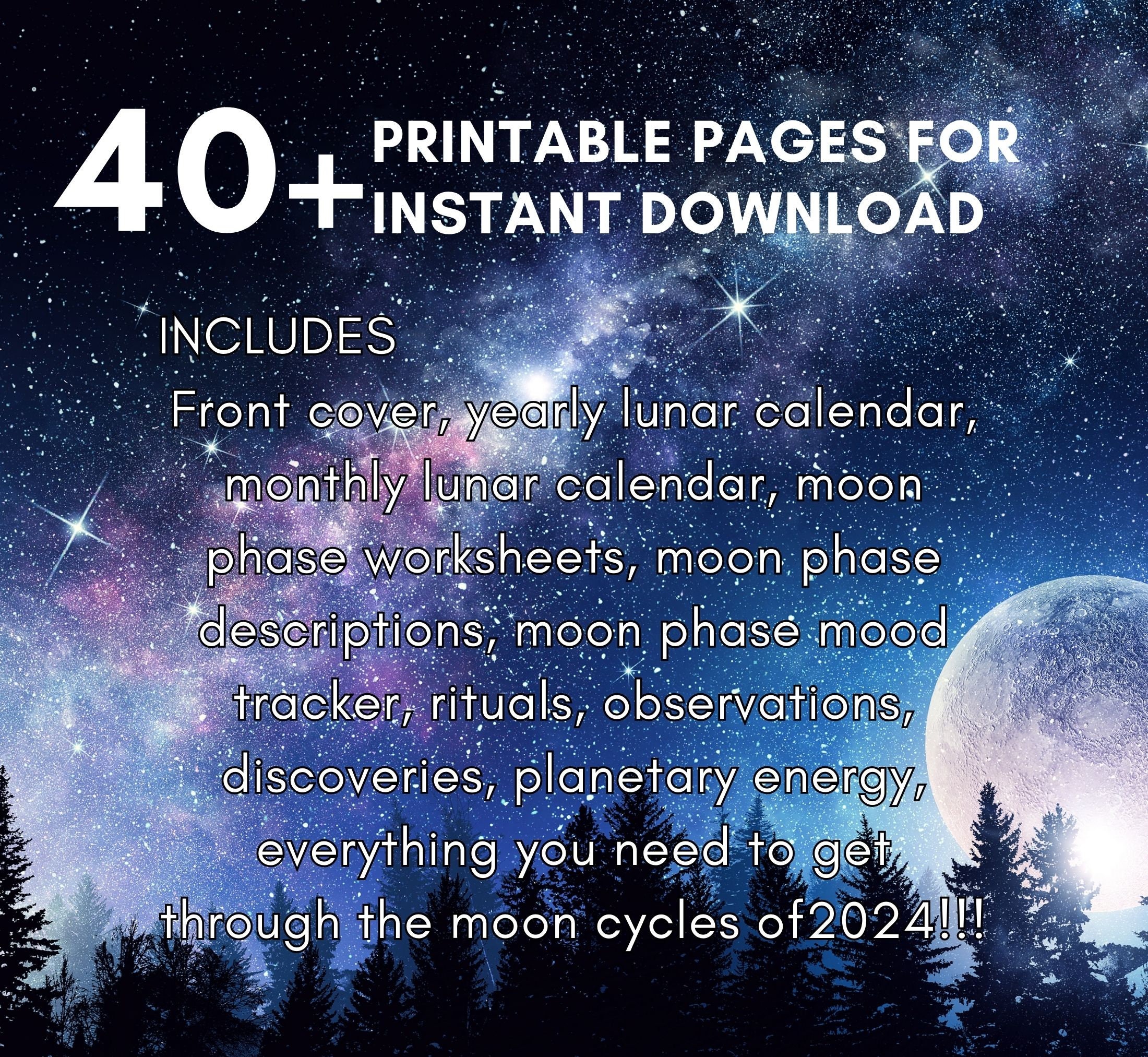 Ultimate 2024 Moon Planner Printable Bundle Lunar Phase Astrology ...