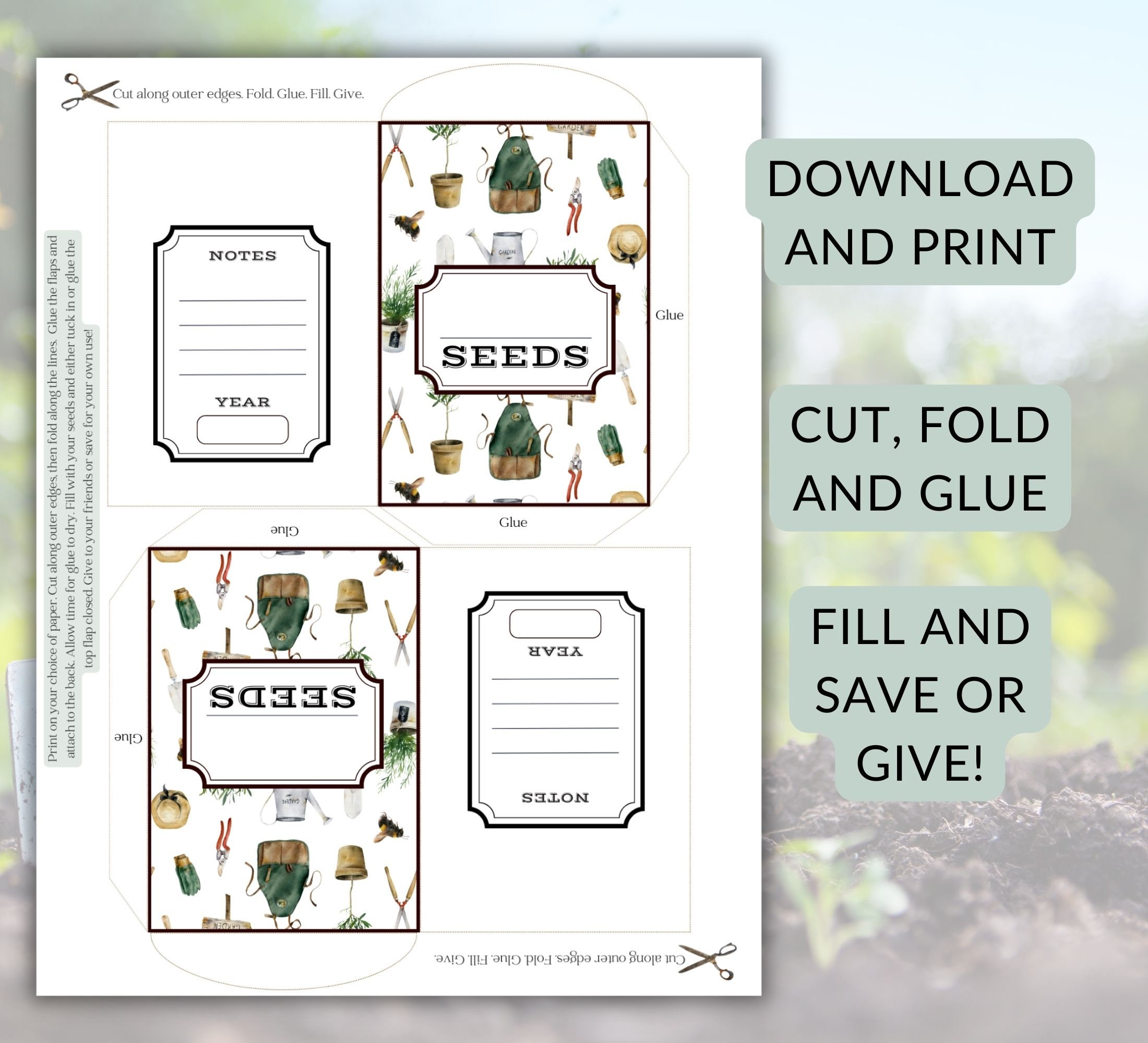 Printable Seed Packet: DIY Gardening Envelopes (A4 & Letter) - Etsy UK