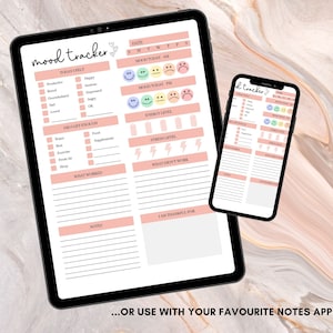 Daily Mood Tracker Printable Mental Health Journal Self Care Planner ...