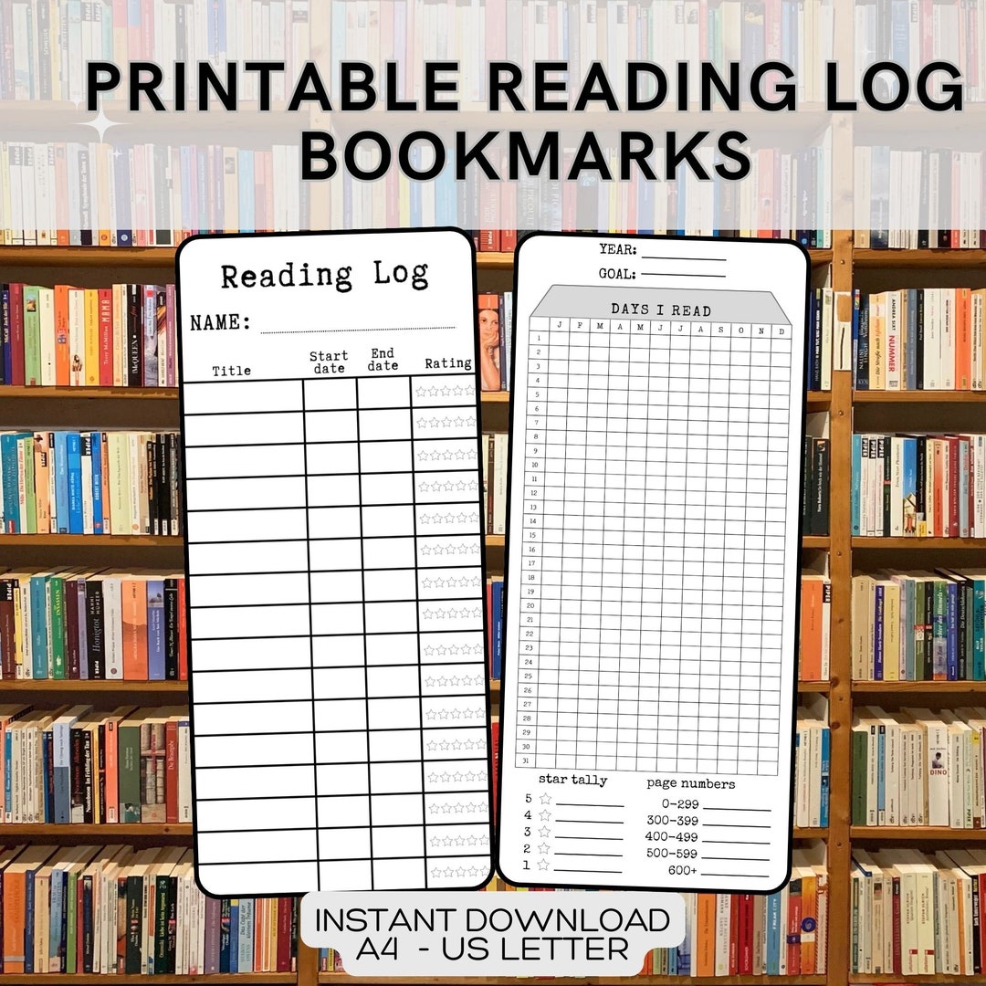 Reading Log Bookmarks With Reading Tracker - Printable PDF Download ...