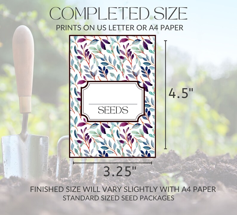 Printable Seed Packet PDF Instant Download in A4 and Letter Size - Seed Saving Envelopes With ...