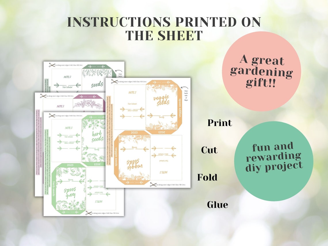 Printable Seed Envelopes DIY Seed Packets Seed Storage Seed Saving ...