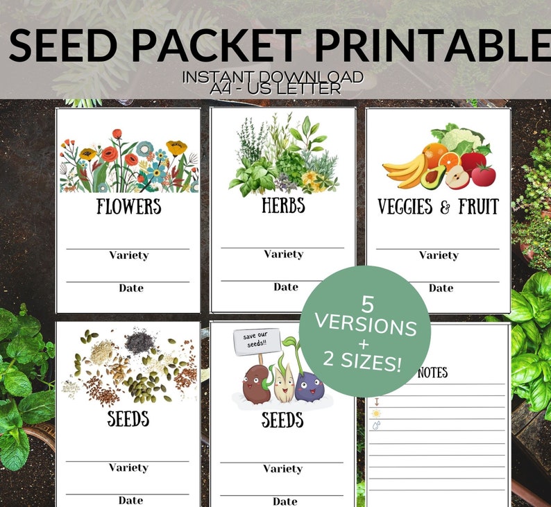 Printable Seed Envelopes: DIY Seed Packets for Flowers, Herbs, Veggies ...