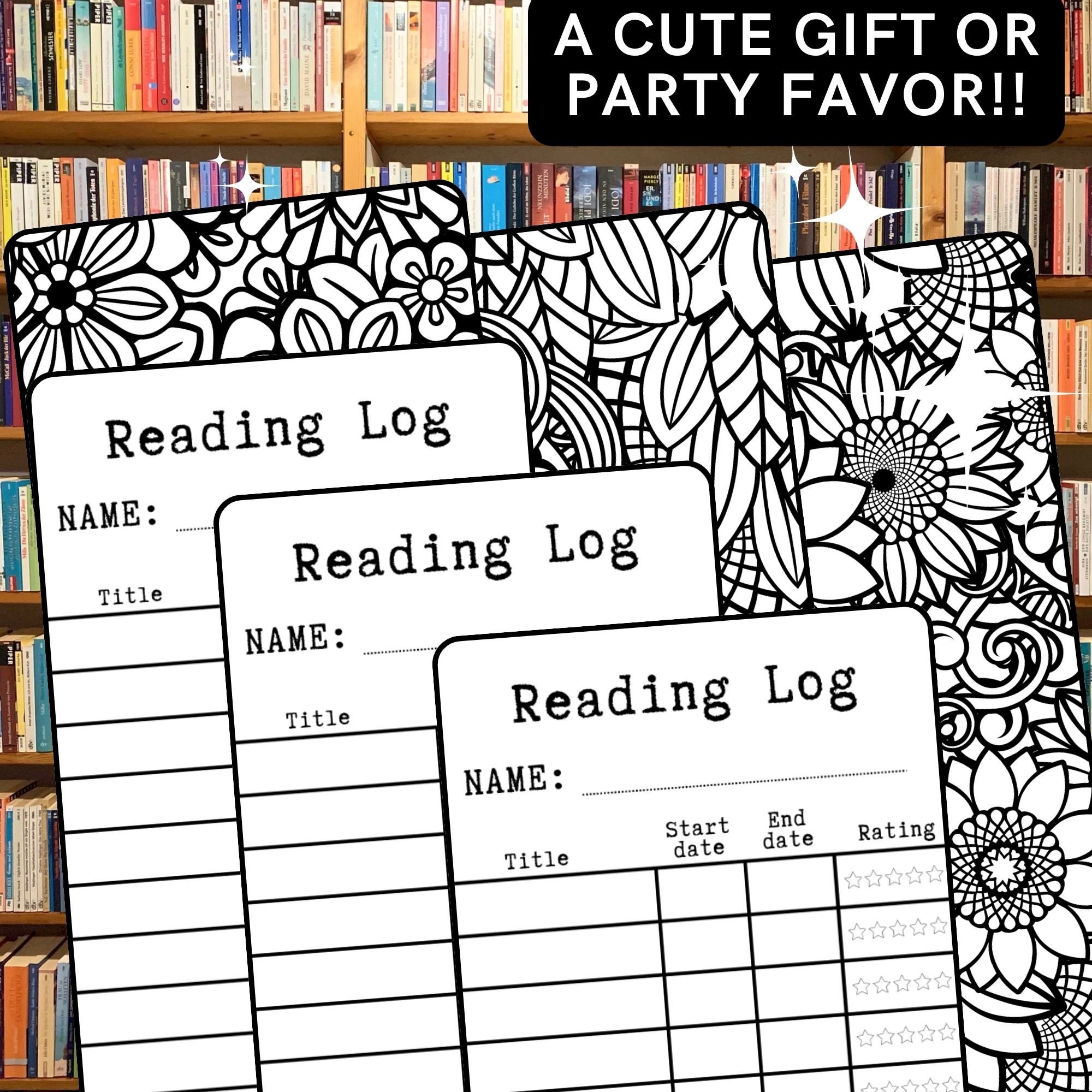 Reading Log Bookmarks Printable PDF Download Library Card Book Mark ...