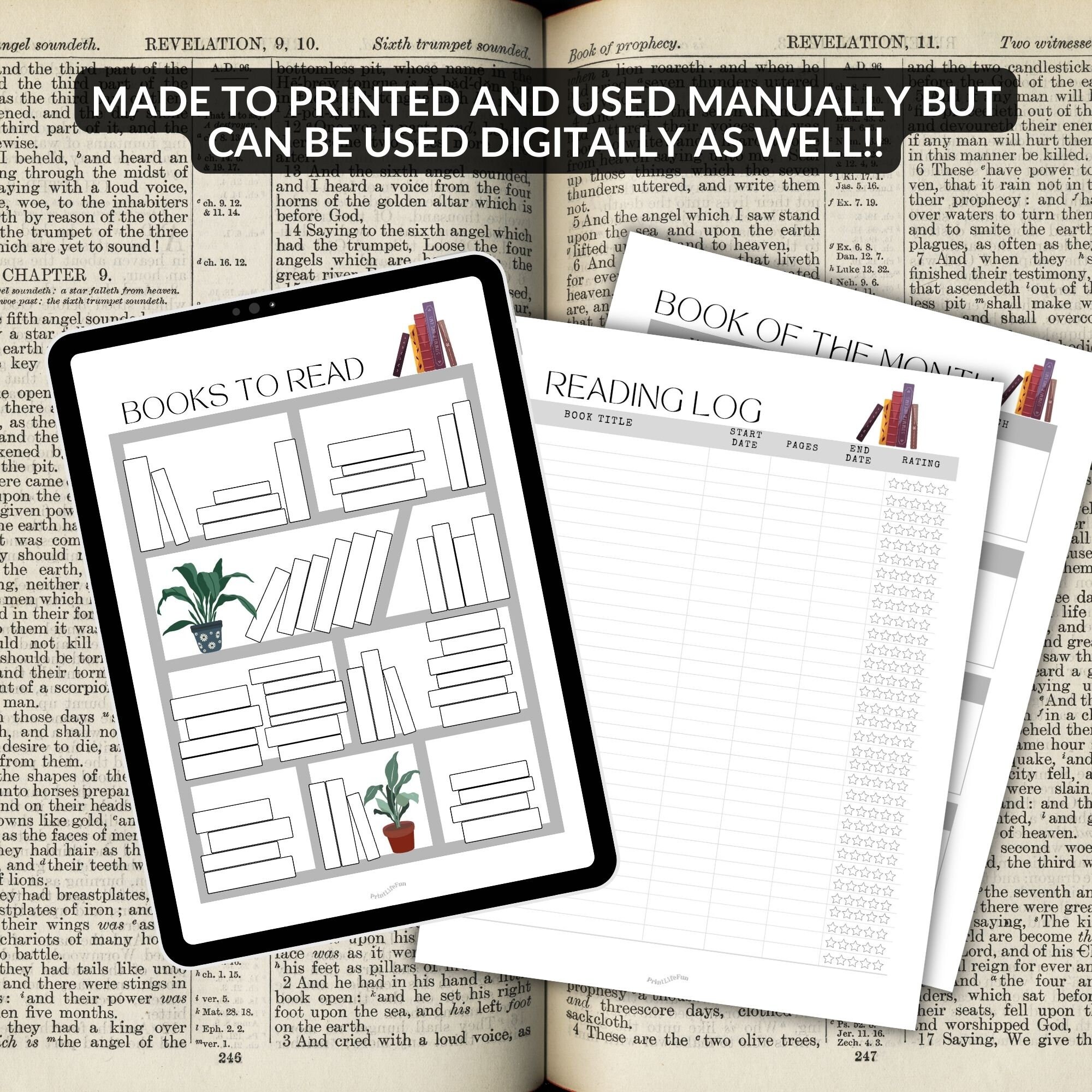 Bookshelf Reading Log With Reading Tracker Printable PDF Download Book ...