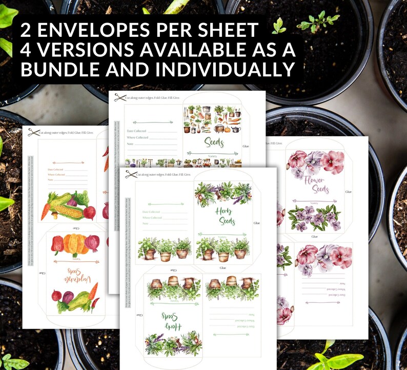 DIY Watercolour Herb Seed Packet Printable PDF, Instant Download, A4 US ...