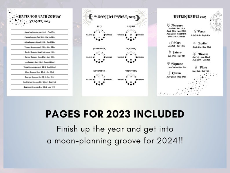 Printable 2024 Moon and Astrology Planner Full Moon New Moon - Etsy Canada