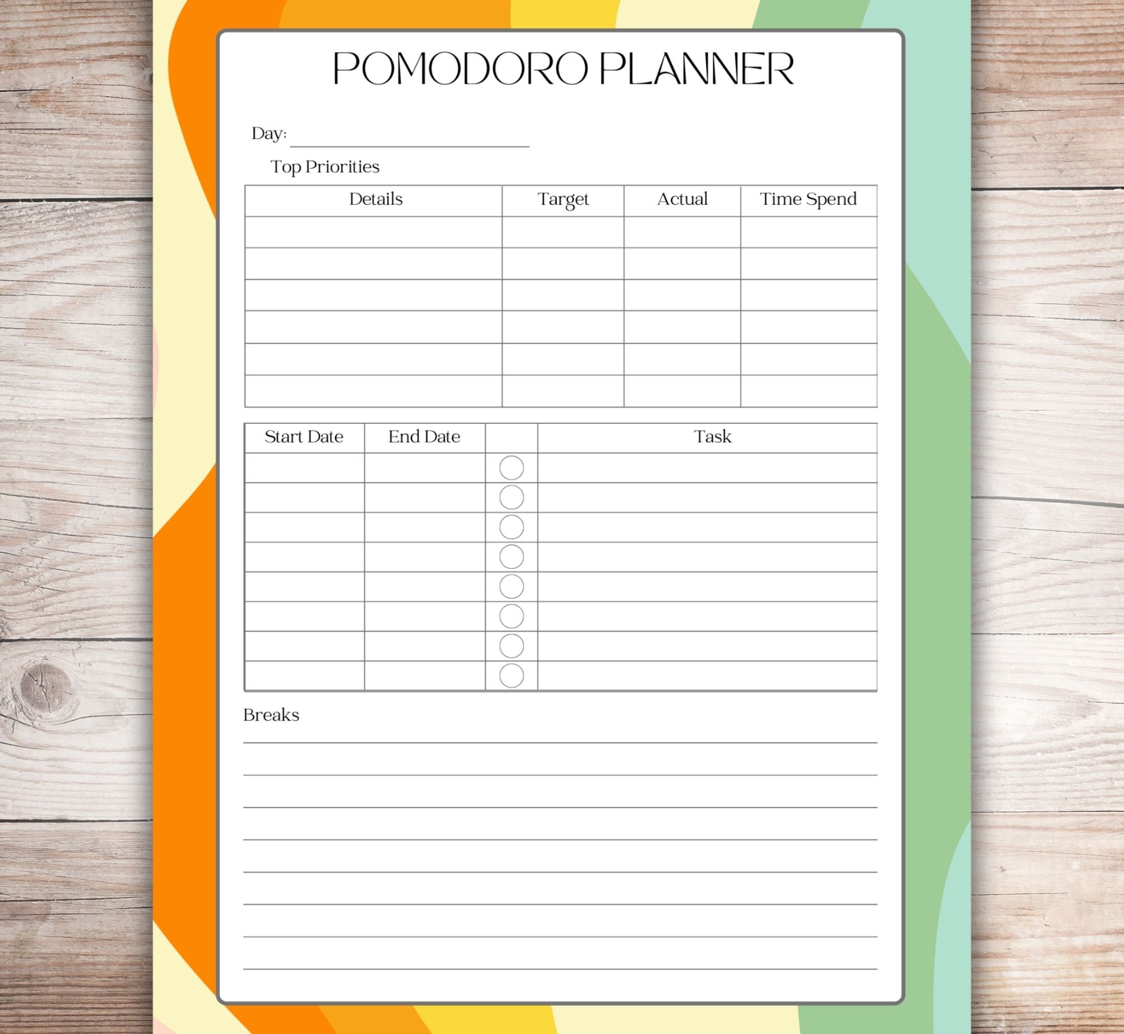 Pomodoro Tracker Printable Bundle: Retro Planner & Worksheets (PDF) - Etsy