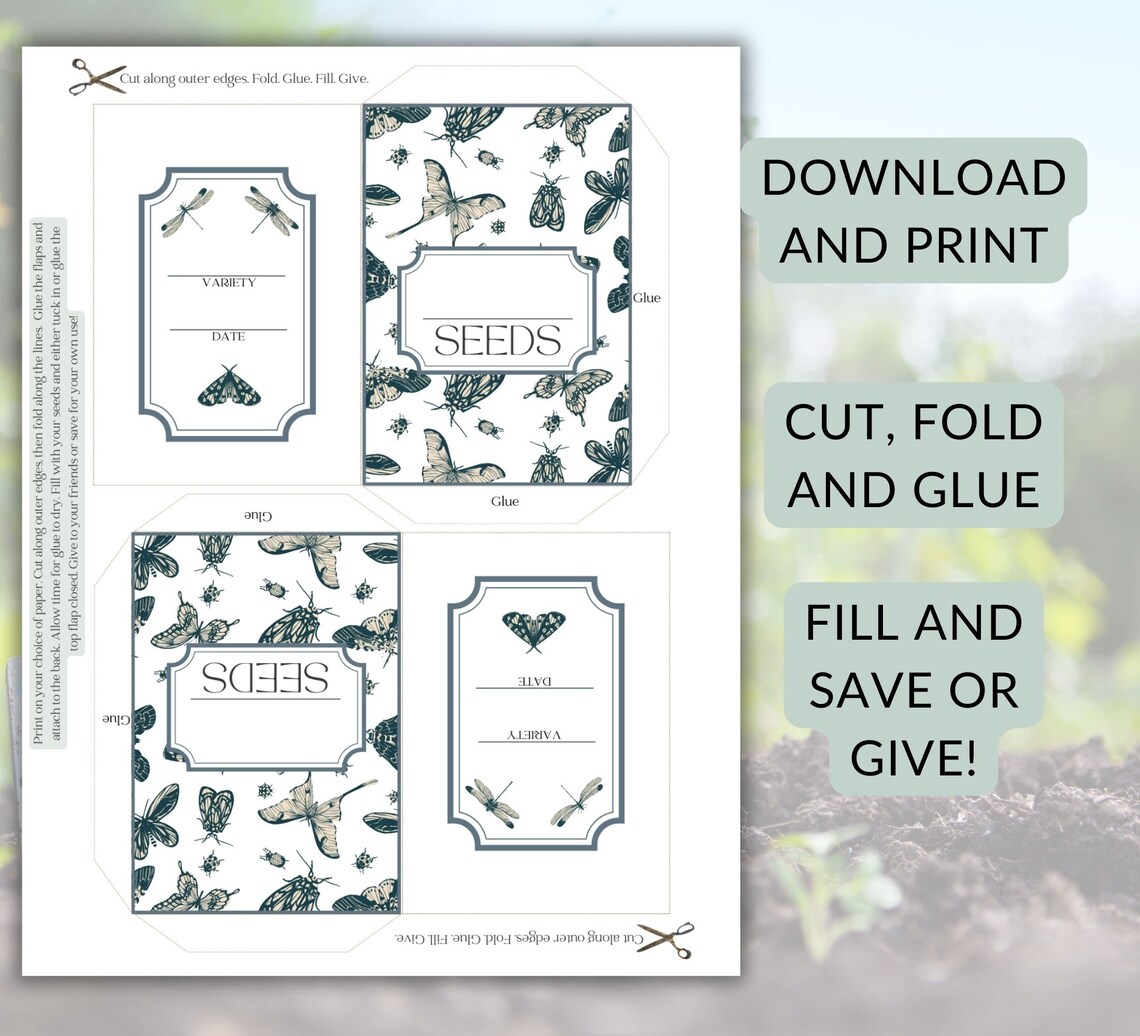 Printable Seed Envelopes DIY Seed Packets Seed Storage Seed Saving ...