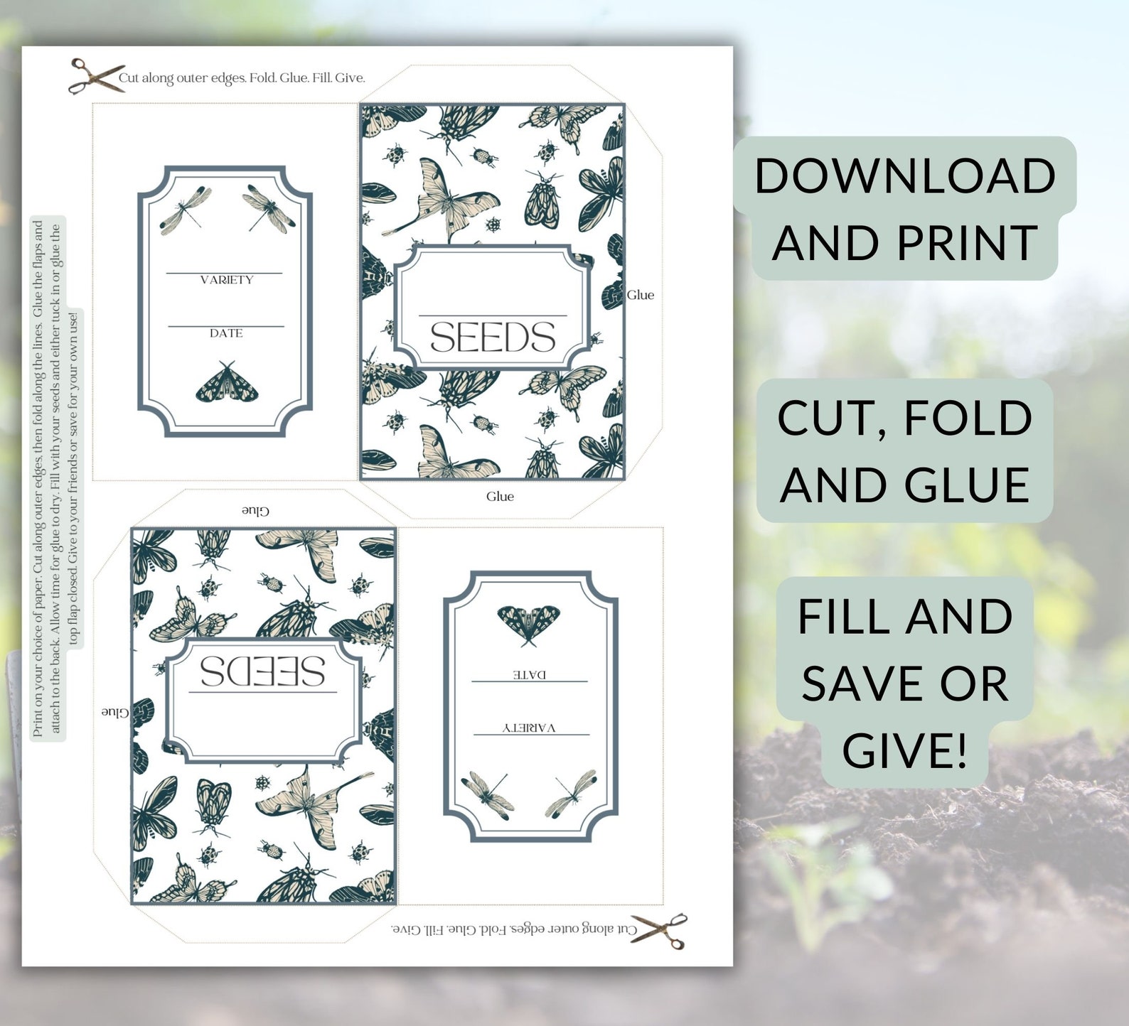 Printable Seed Envelopes DIY Seed Packets Seed Storage Seed Saving ...