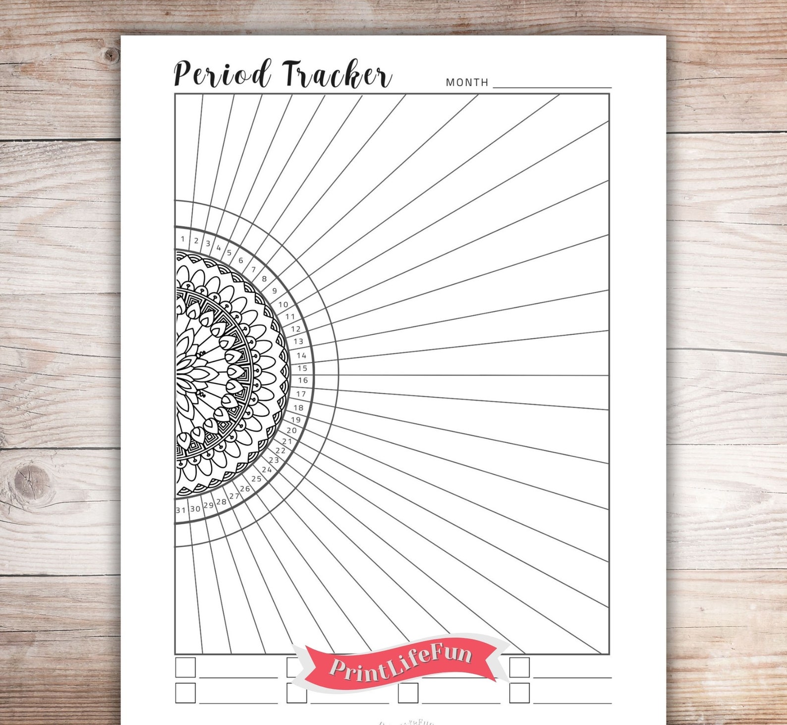 Circular Period Tracker Printable, Mood Chart (PDF) - Etsy