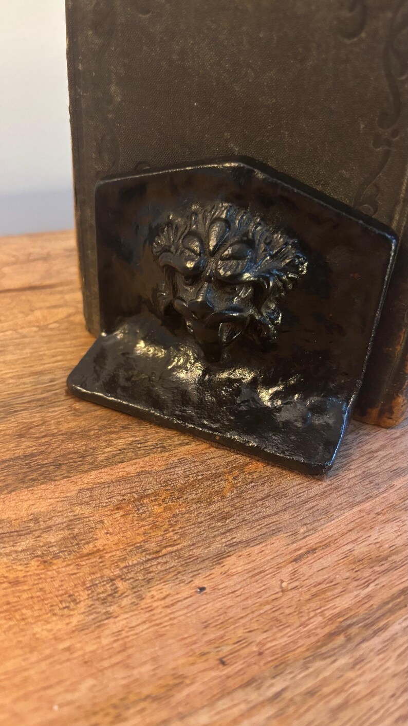 Vintage Cast Iron Bookends With Black Lion Head- Vintage Home Office ...