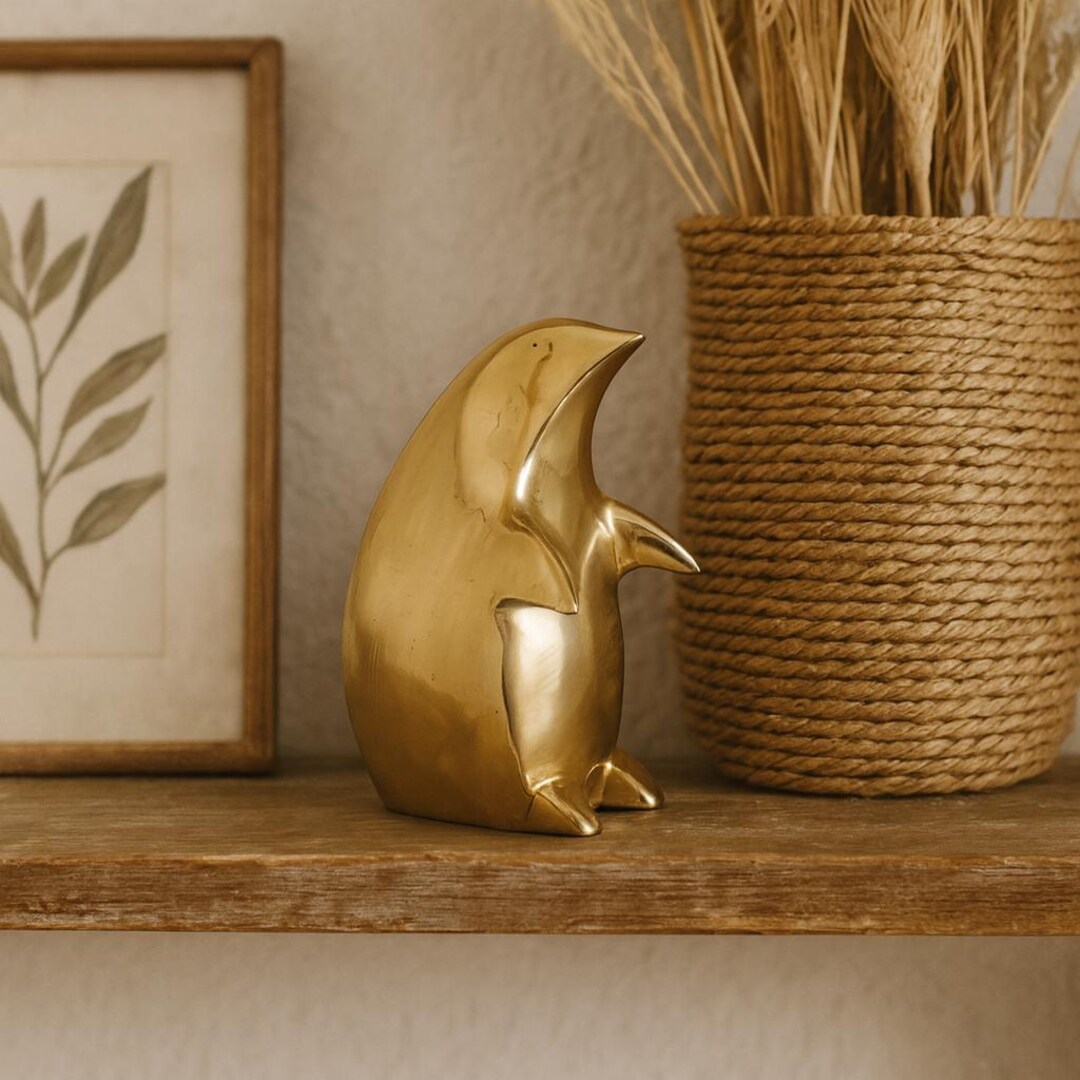 Vintage Solid Brass Penguin Figurine – Mid Century Modern Bird ...