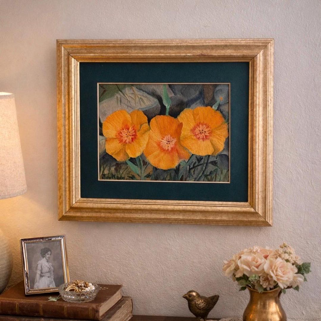 Vintage Floral Oil Painting • Signed Phyllis Jackson, Gold Wood Frame ...