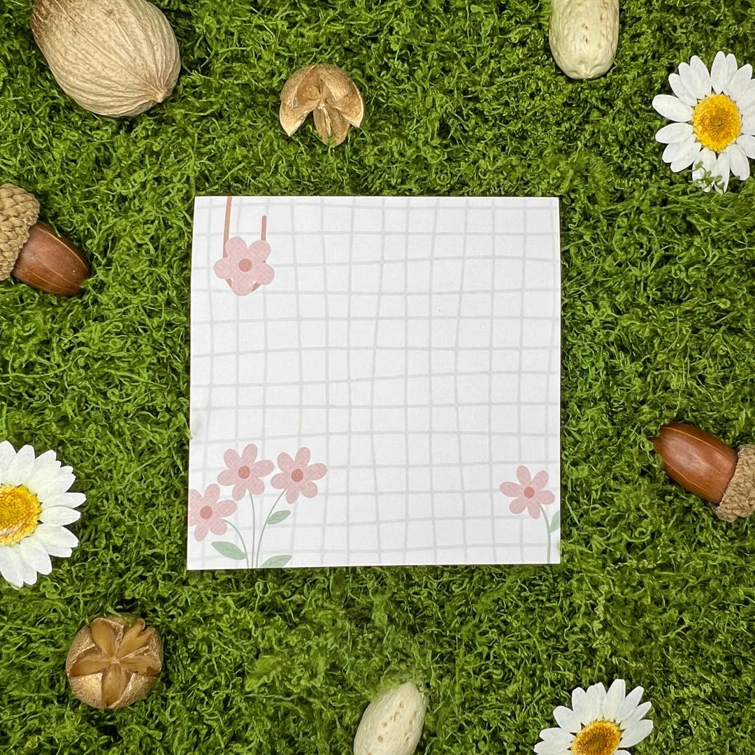Pink Graph, Pink Floral Sticky Notes - Etsy
