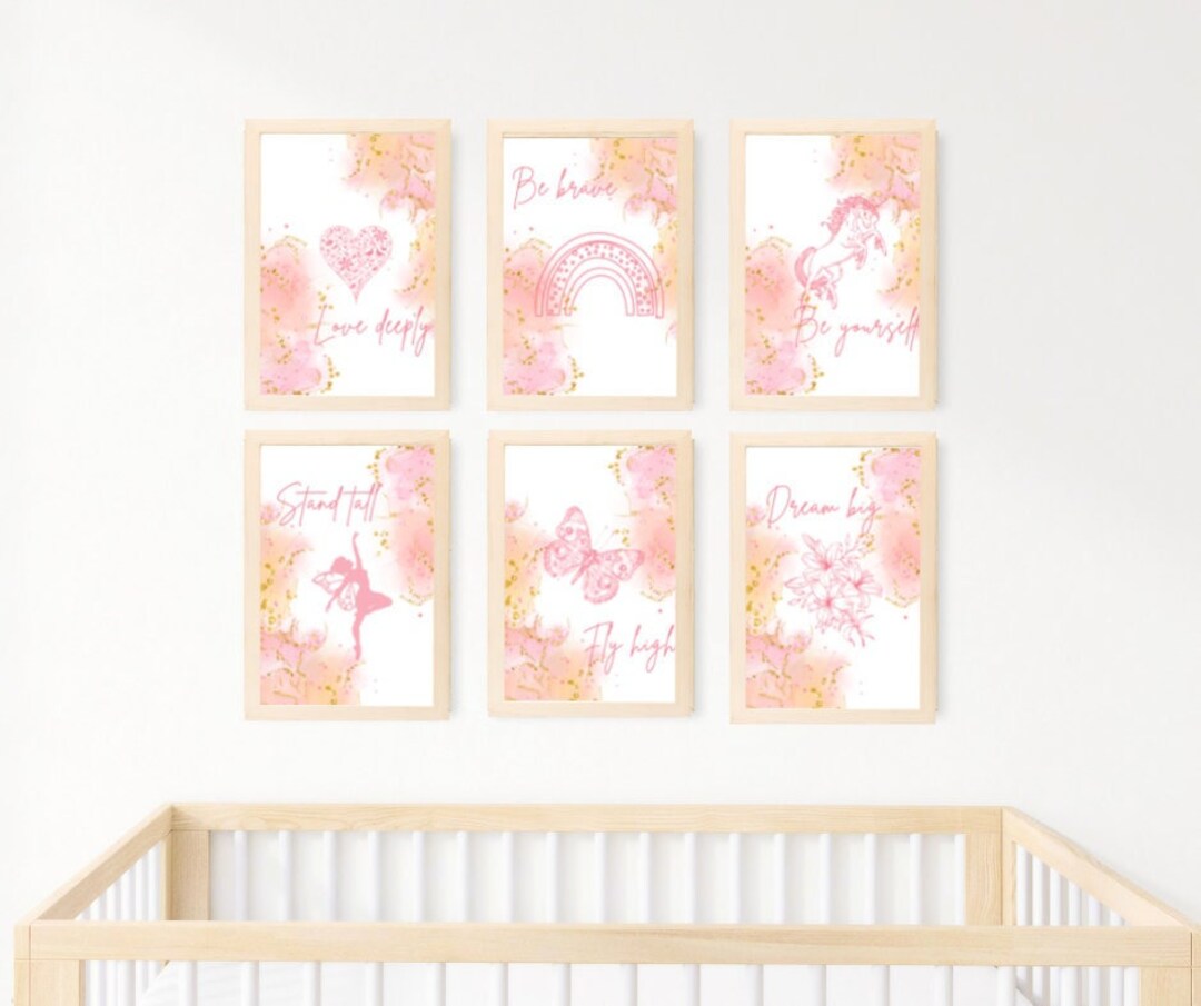 Girls Nursery Digital Printable Baby Room Frame Prints 6 Frames ...