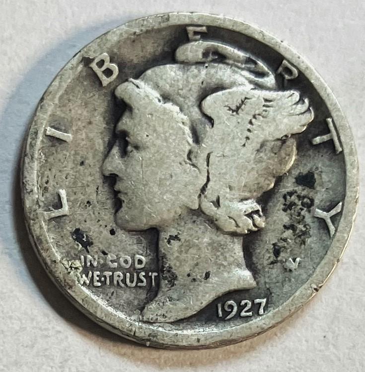 Vintage Silver 1927 U.S. Mercury Dime - A Century Old Classic American ...