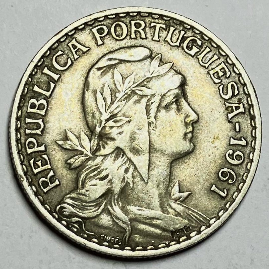 1961 Portugal 1 Escudo Coin - 64 Year Old Lovely Vintage European Coin ...