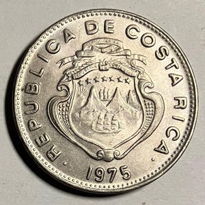BU 1975 Costa Rica 1 Colon Coin Exquisite 49 Year Old Coin in Mint ...