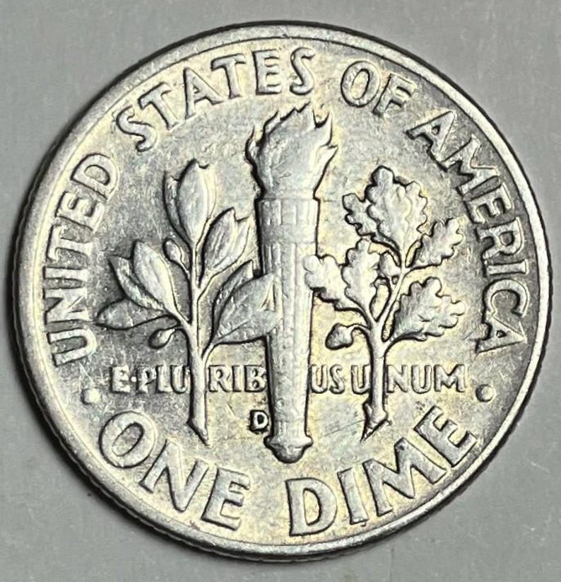 1958-D 90% Silver Roosevelt Dime Nice 66-year-old Denver Minted Silver ...