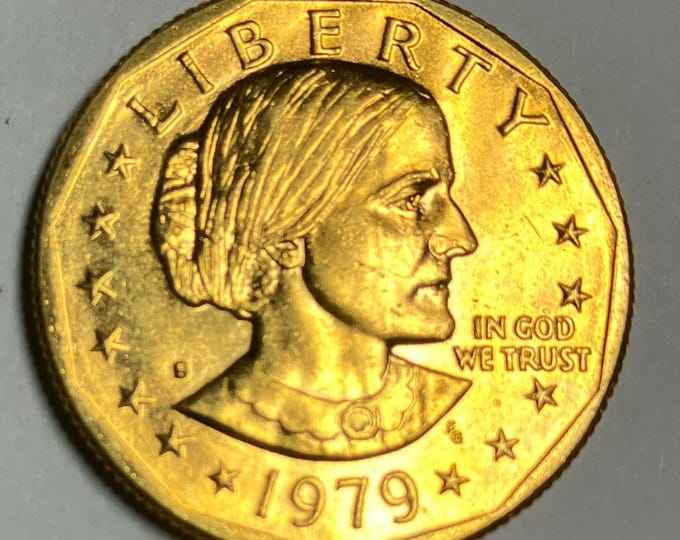 Gold Plated Susan B. Anthony Dollar Coin! Hard to Find Collectible Coin ...