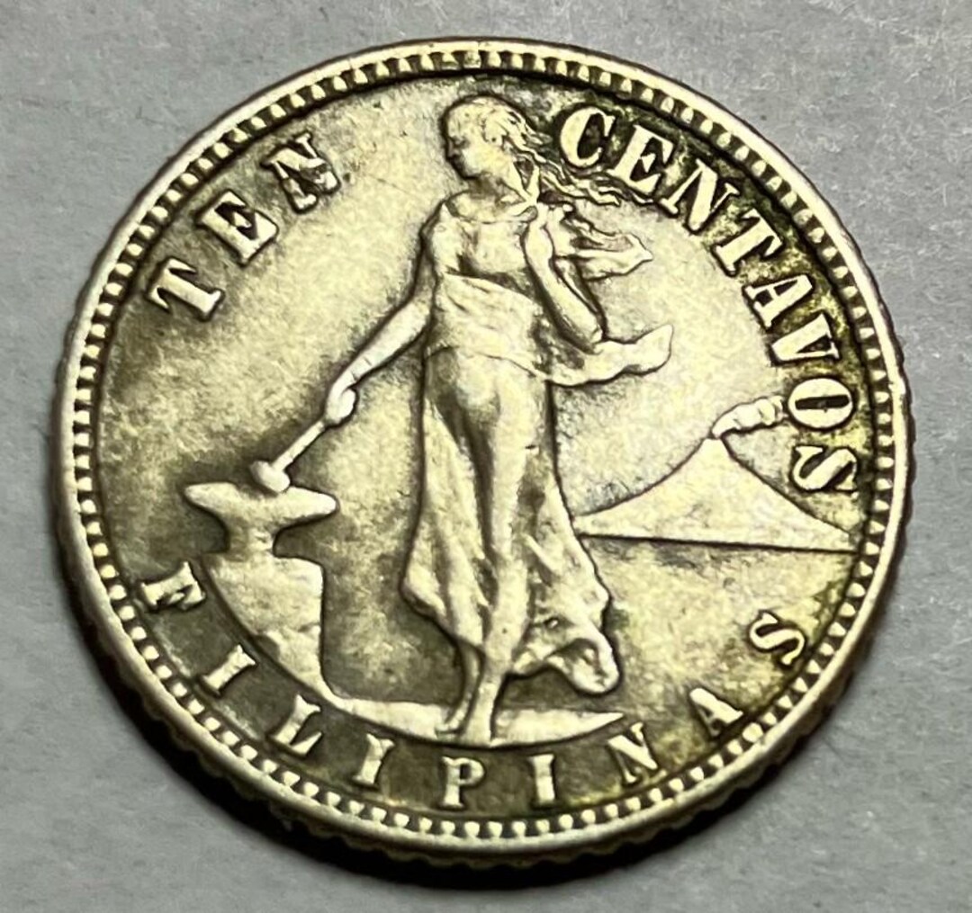 World Silver 1941 D Philippines Ten Centavos Coin 83 Year Old Vintage ...