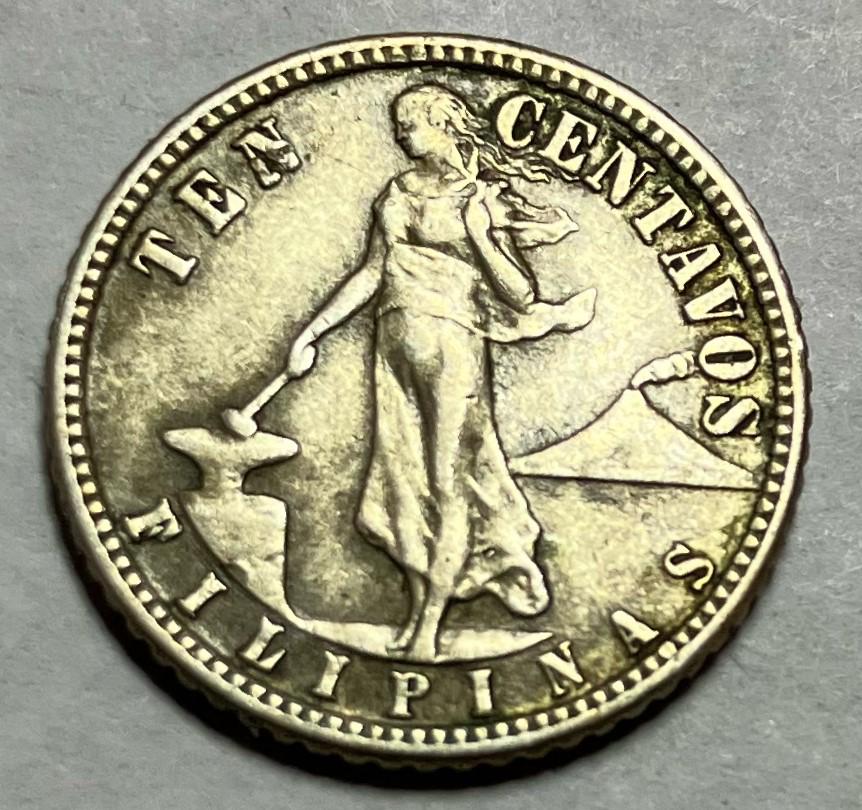 World Silver 1941 D Philippines Ten Centavos Coin 83 Year Old Vintage ...