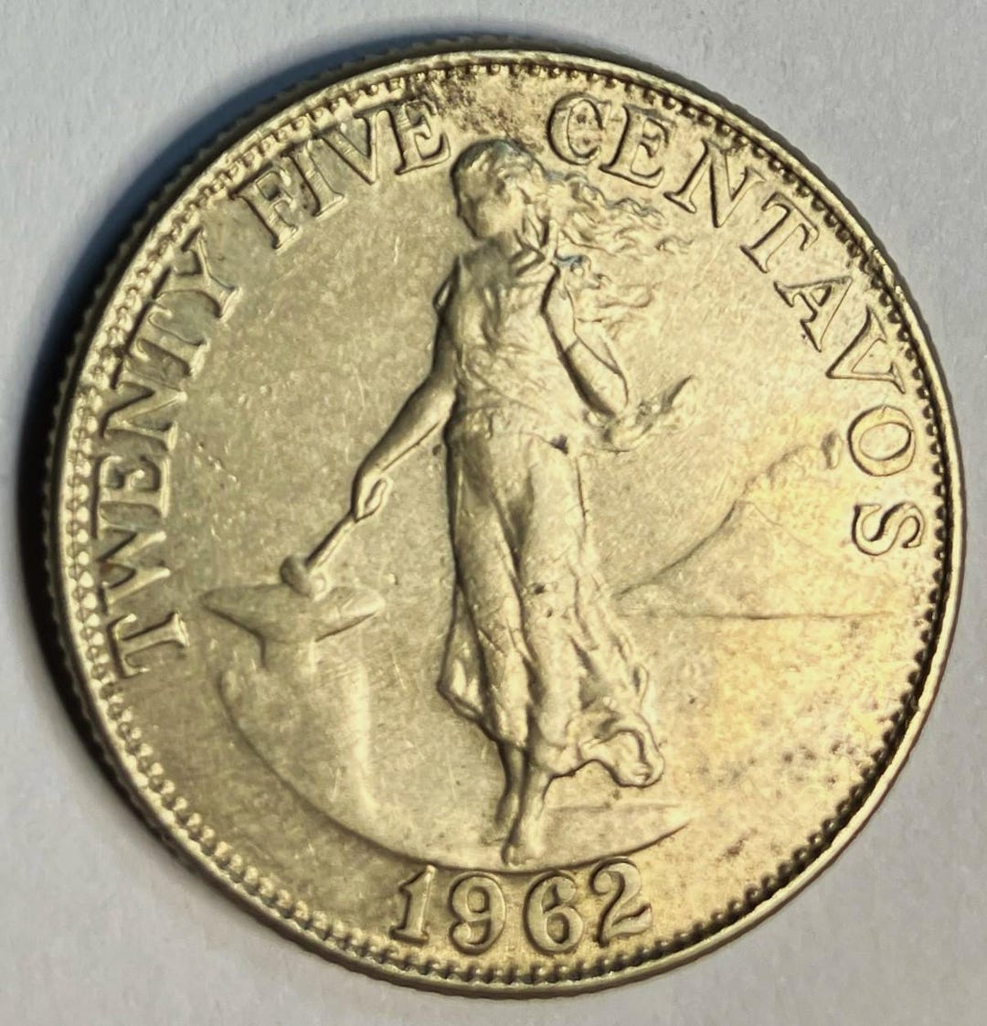 1962 Philippines 25 Centavo Coin Stunning 62 Year Old World Coin - Etsy