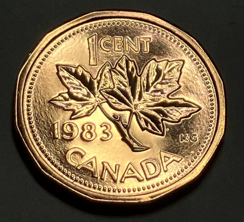 1983 Canadian Penny: Vintage 42 Year Old Coin in Brilliant Uncirculated ...