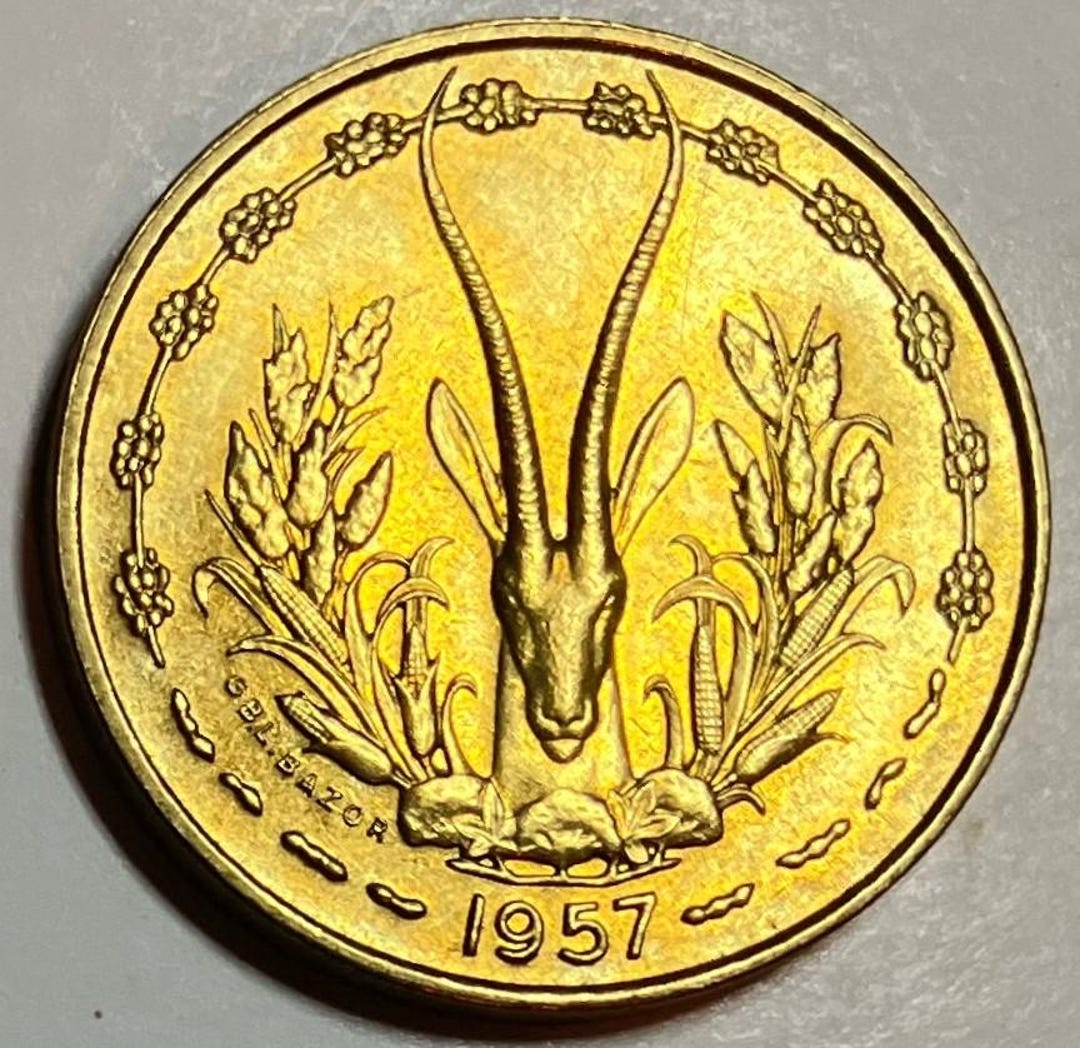 1957 Afrique Occidentale Francaise Togo 10 Francs Coin Uncirculated ...
