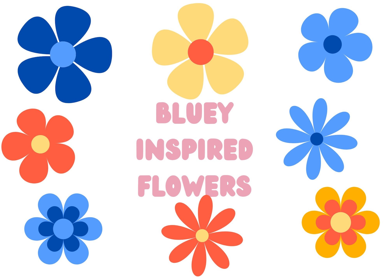 Bluey Inspired Flowers Blue Yellow Bingo Mum Dad T.V. - Etsy
