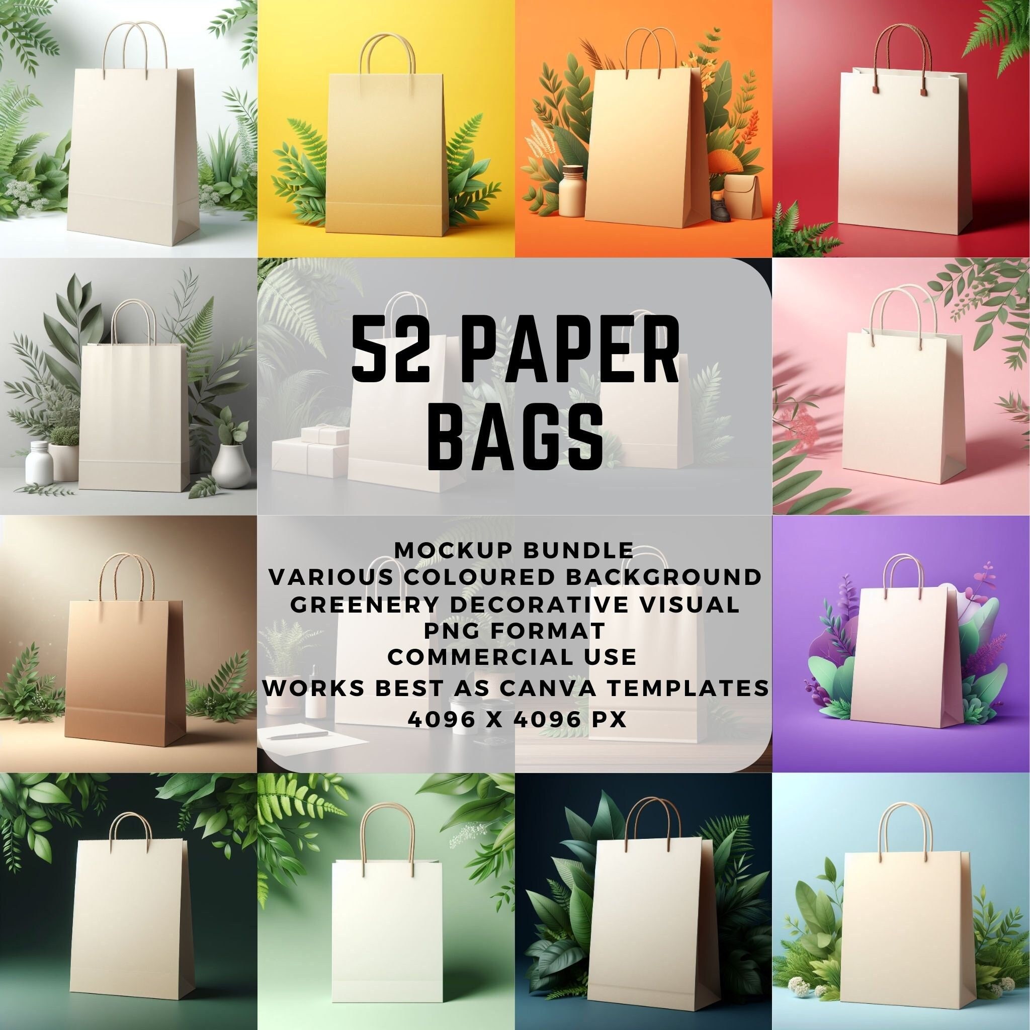 Paper Bag Mockup, Blank Paper Bag Mockup, Tote Bag Mockup, Gift Bag ...