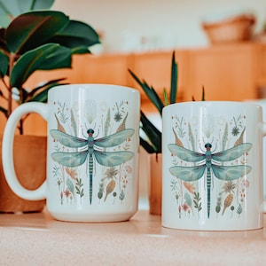 Vintage Dragonfly Coffee Mug, Dragonfly Tea Cup, Insect Lover Mug ...