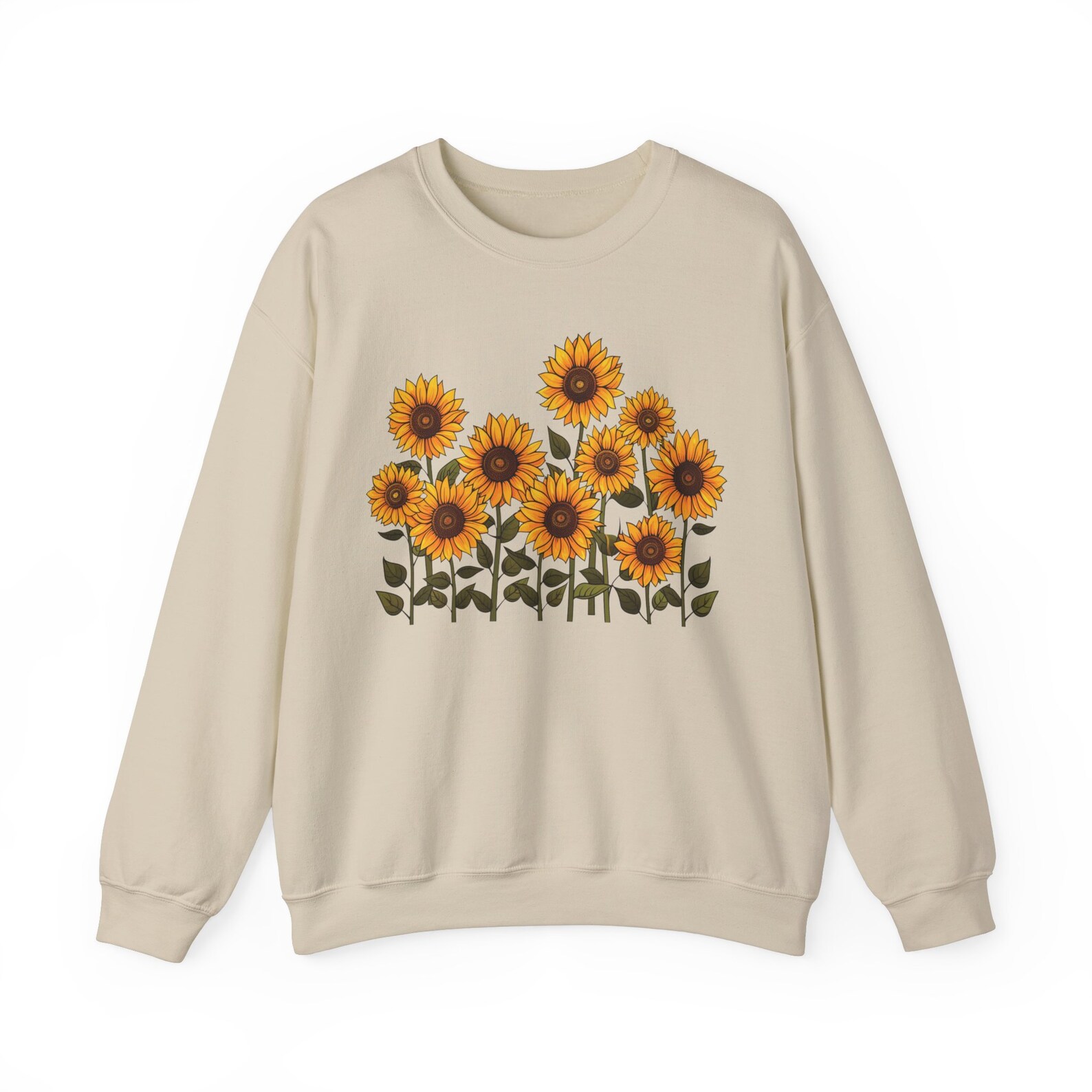Sunflowers Sweatshirt, Floral Long Sleeve Sunflower Sweatshirt ...
