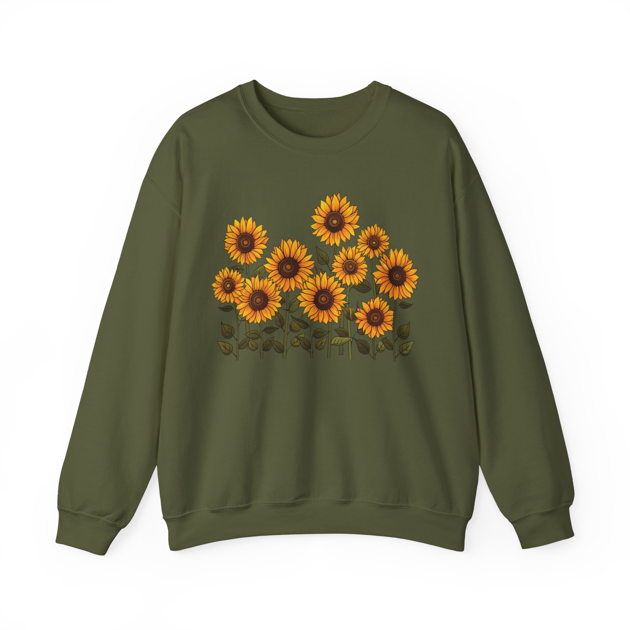 Sunflowers Sweatshirt, Floral Long Sleeve Sunflower Sweatshirt ...