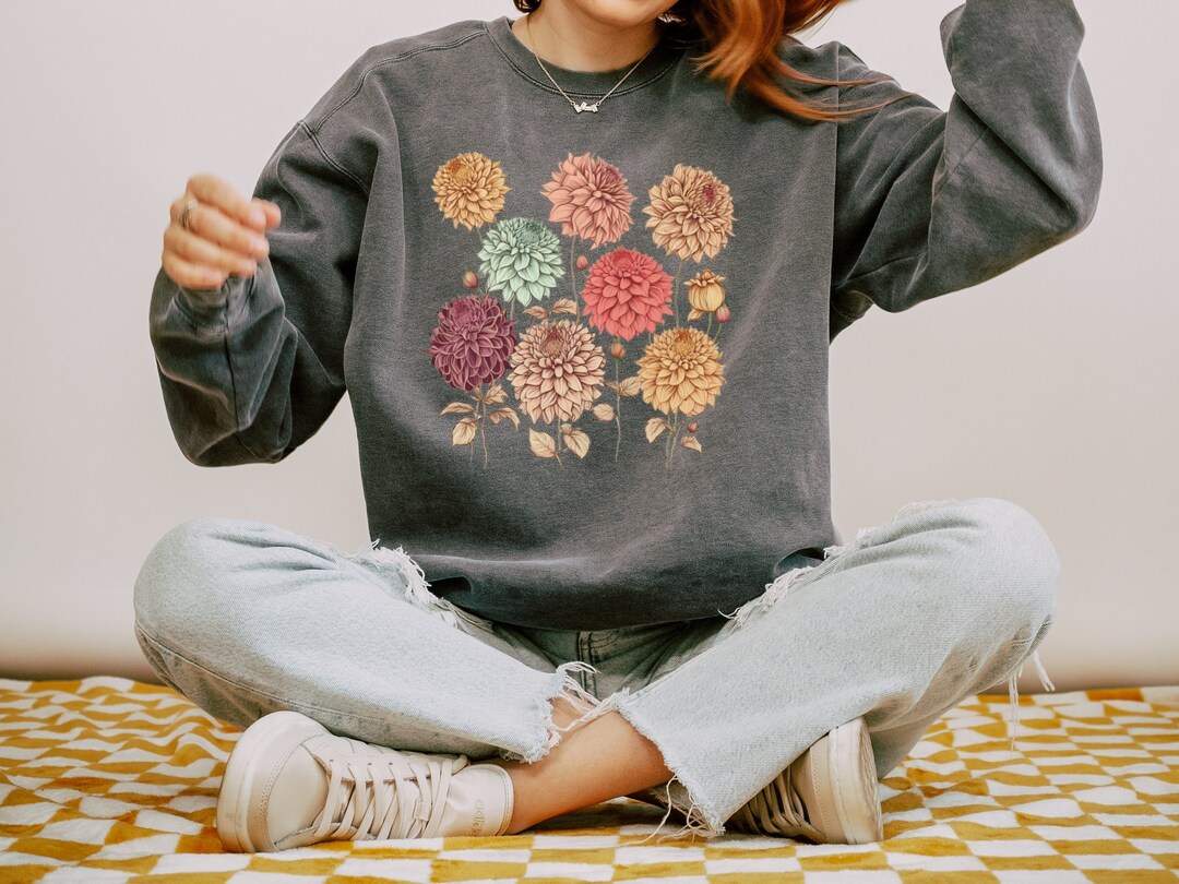 Dahlia Sweatshirt, Dahlia Gifts, Gift for Flower Lover, Flower Sweat ...
