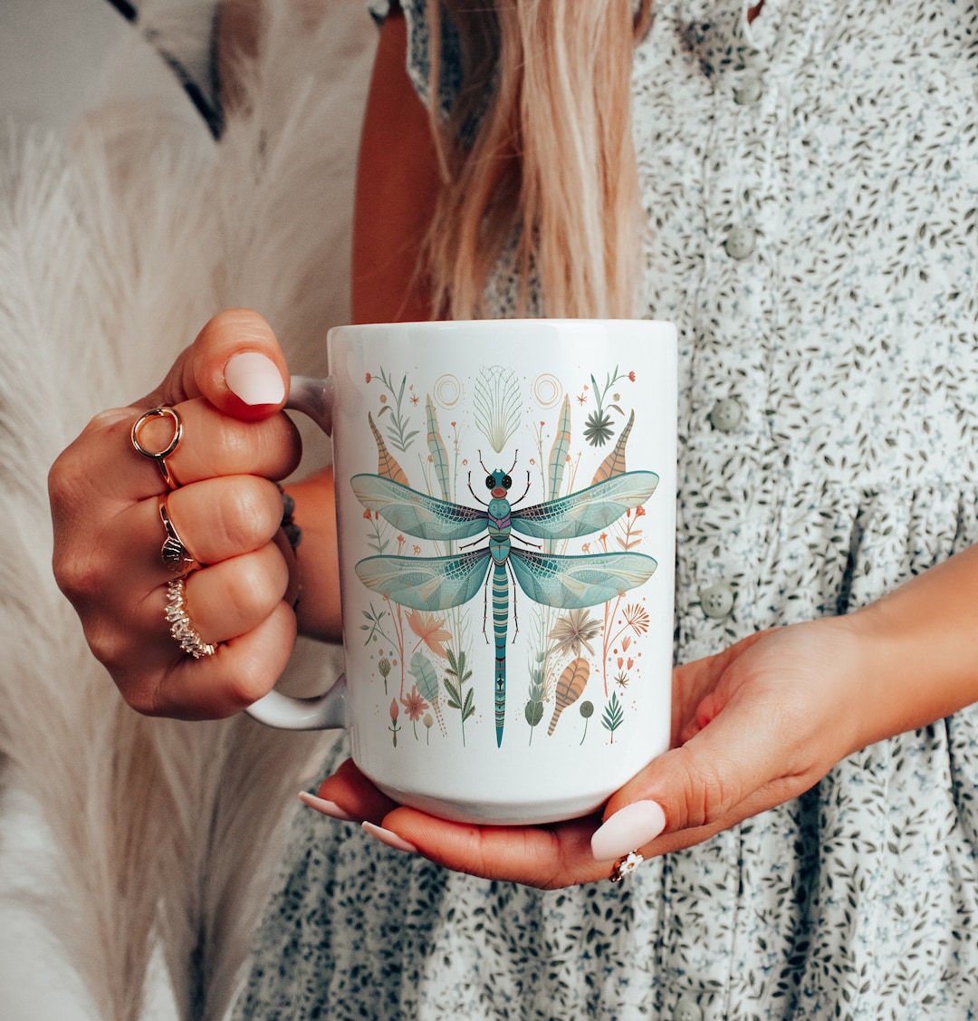 Vintage Dragonfly Coffee Mug, Dragonfly Tea Cup, Insect Lover Mug ...