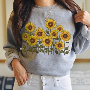 Sunflowers Sweatshirt, Floral Long Sleeve Sunflower Sweatshirt ...
