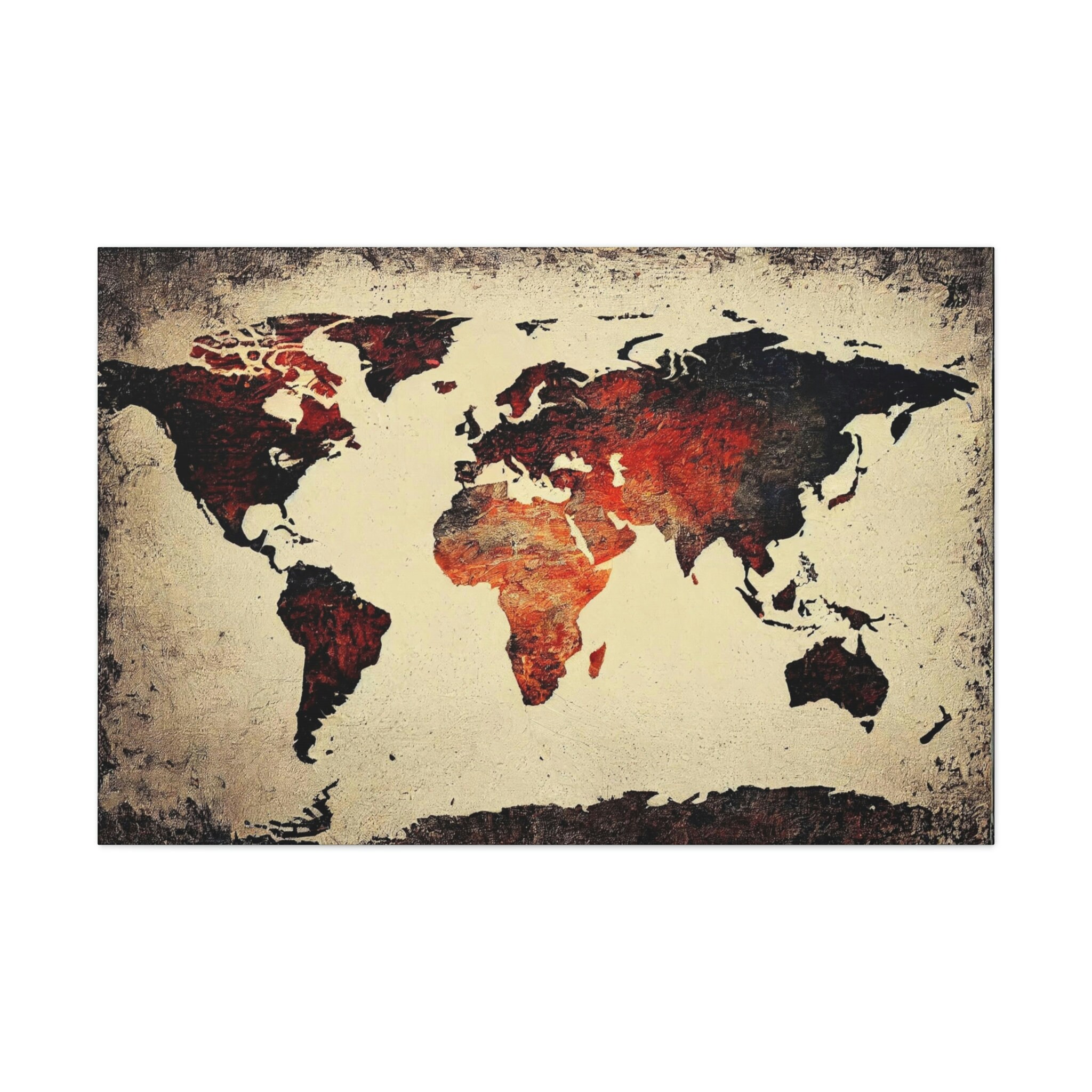 Canvas Map World Map Print Vintage Impressionist World Map Gallery Wrap ...
