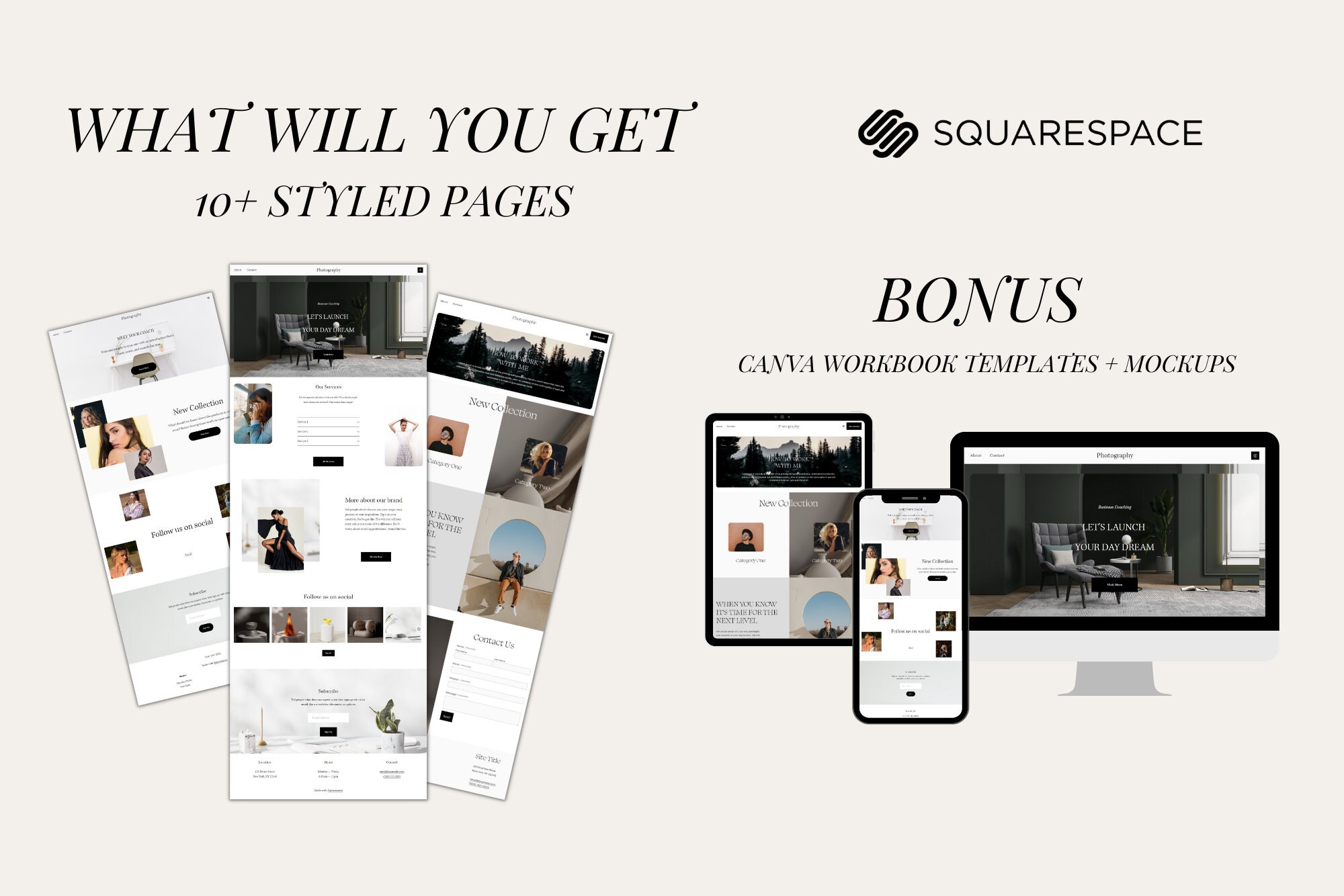 Modern Squarespace Theme Template, Website Pages, Canva Photography ...